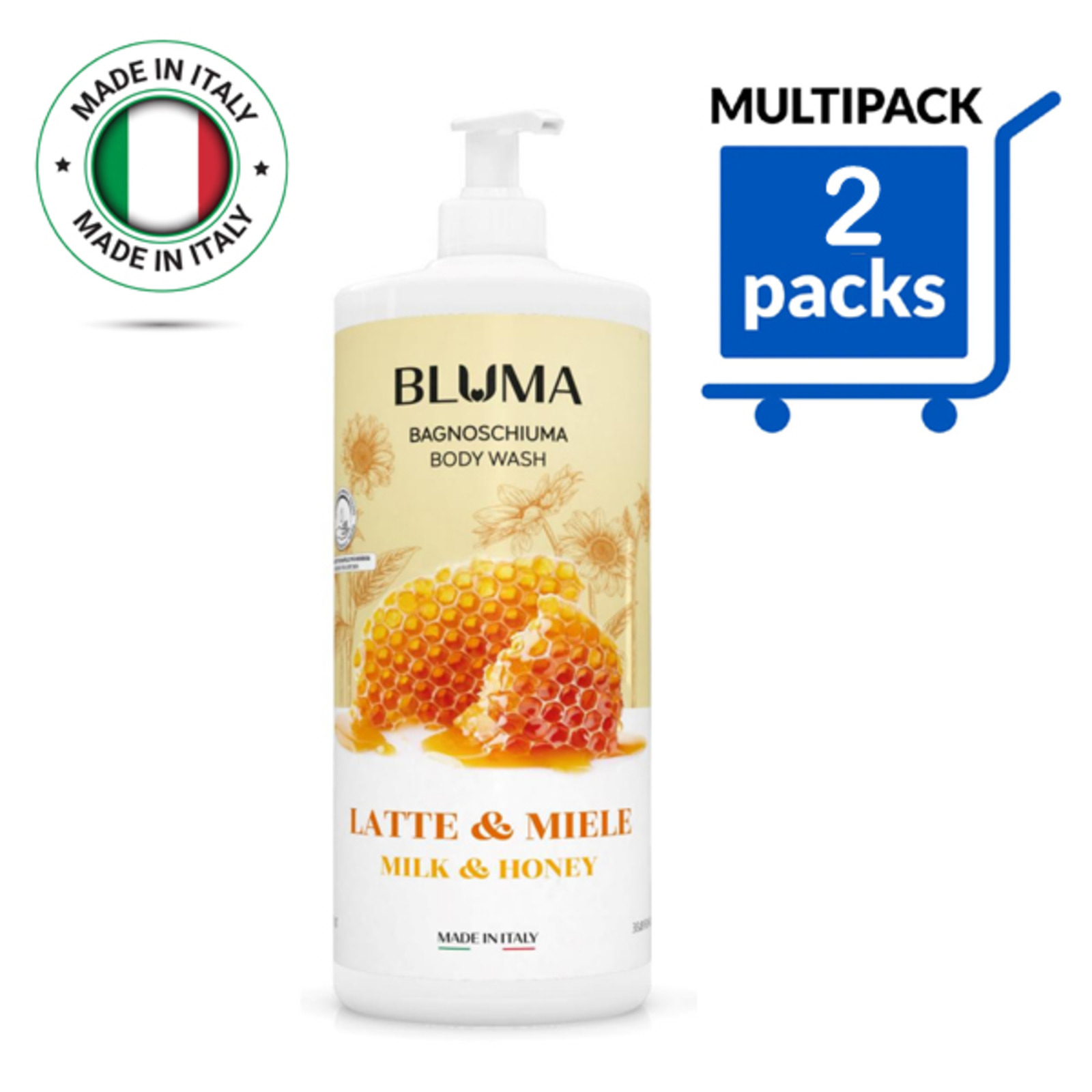 Bluma Italy Milk & Honey Body Wash -Pump, Moisture,DermaTeste | NTUC ...
