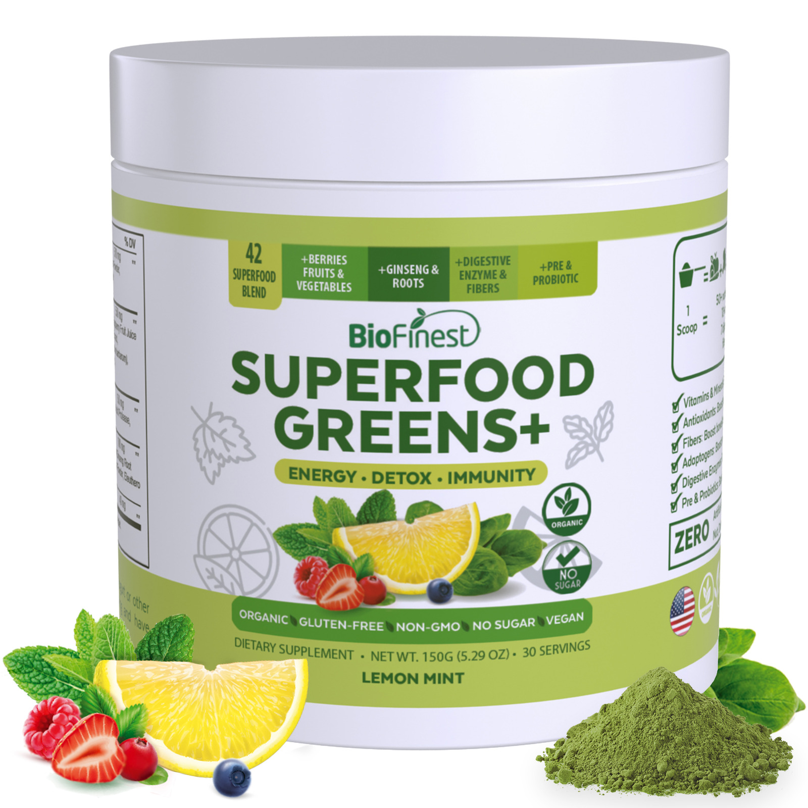Biofinest Superfood Greens+ Probiotics Enzymes Powder Drink | NTUC ...