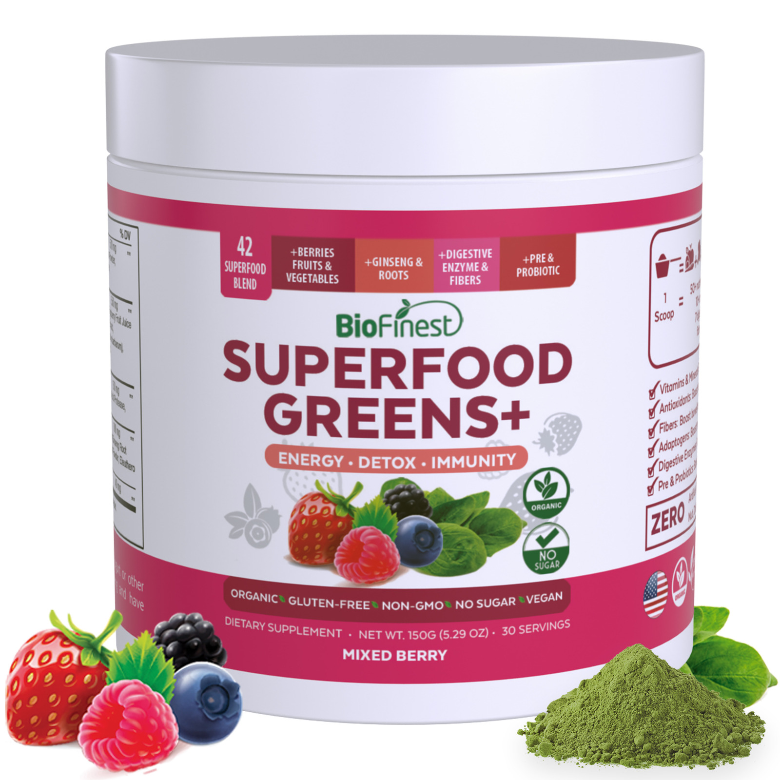 Biofinest Superfood Greens+ Probiotics Enzymes Powder Drink | NTUC ...