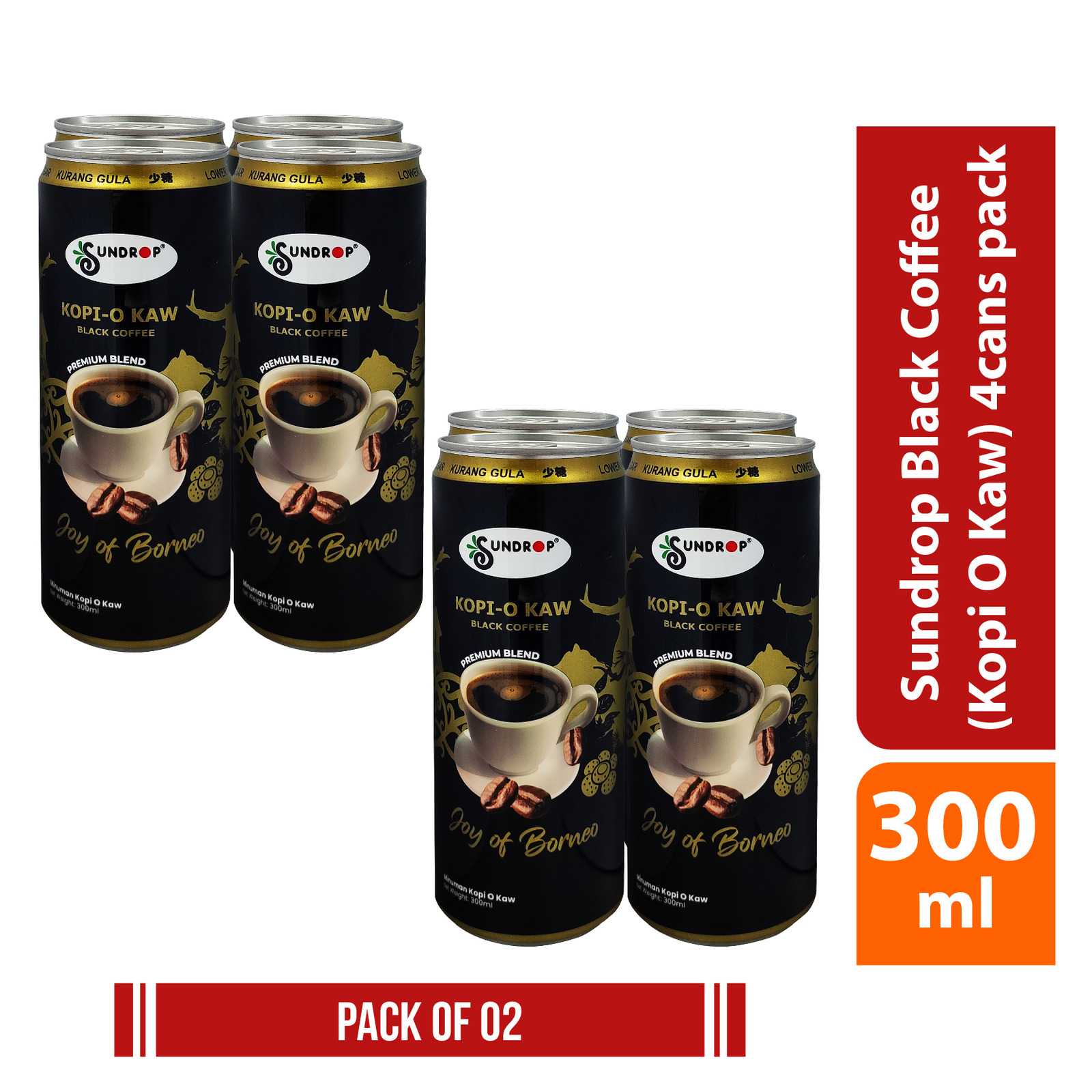 Sundrop Black Coffee (300ml x 4 cans) - Pack of 2 | NTUC FairPrice