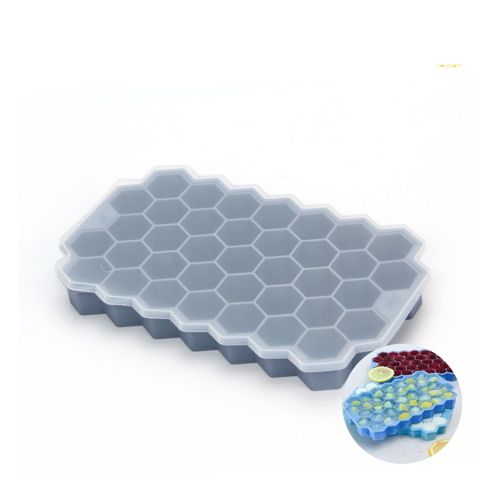 Camime Silicone Honey Comb Ice Cube Tray - Blue (Cover) | NTUC FairPrice