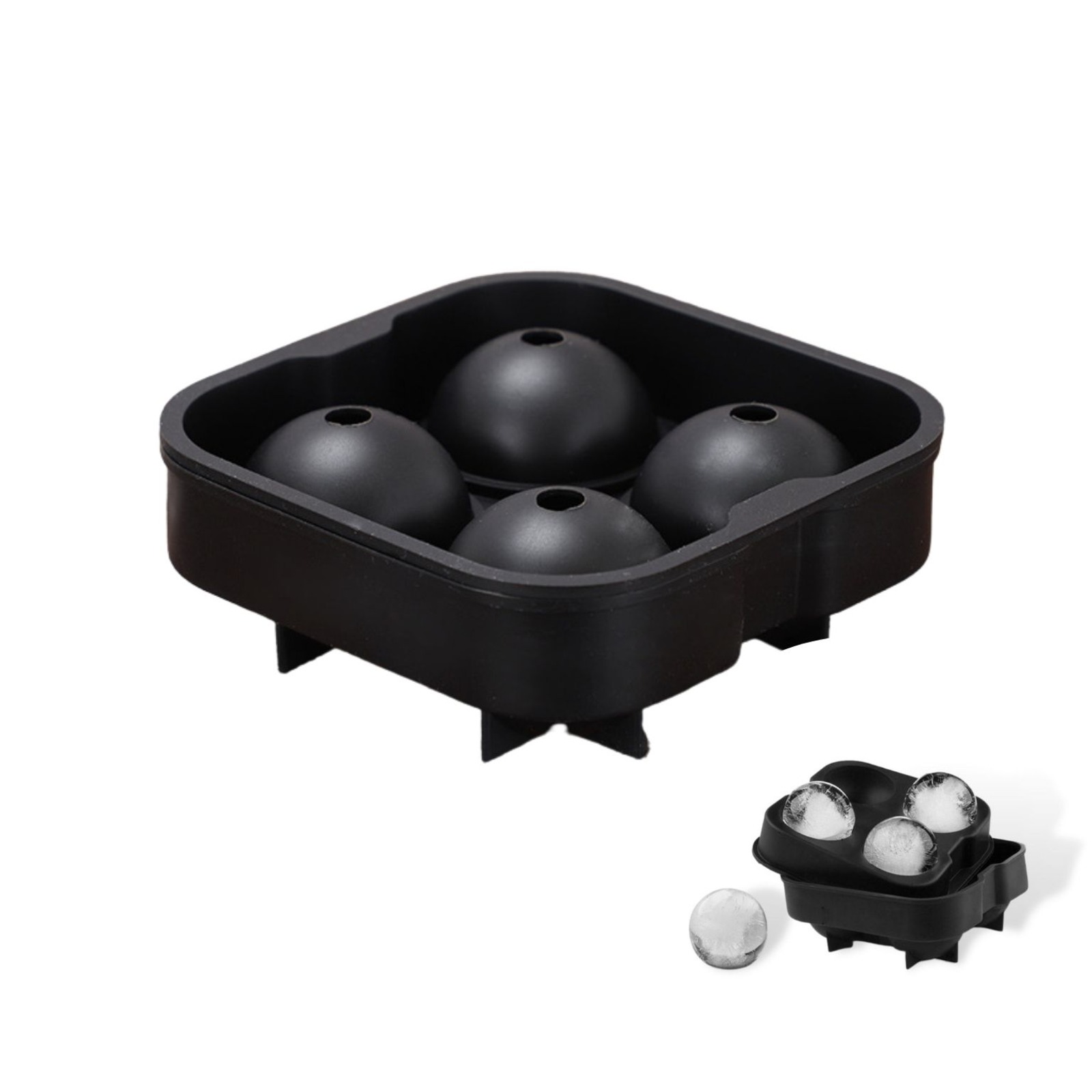 Camime Silicone 4 Round Ice Cube Tray - Black | NTUC FairPrice