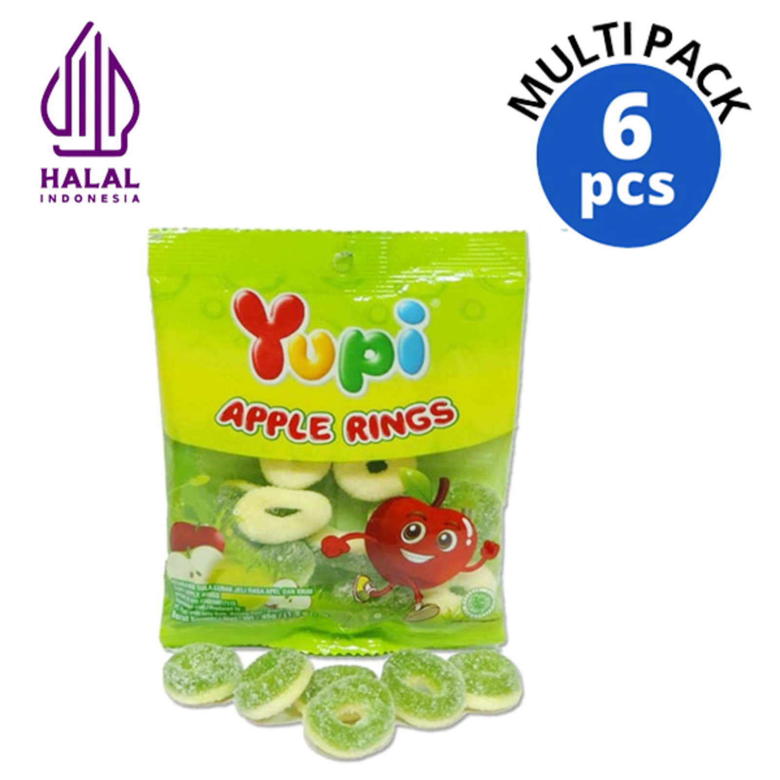 Yupi Gummy Candies - Apple Sweet Ring Bag x 6 Pack | NTUC FairPrice