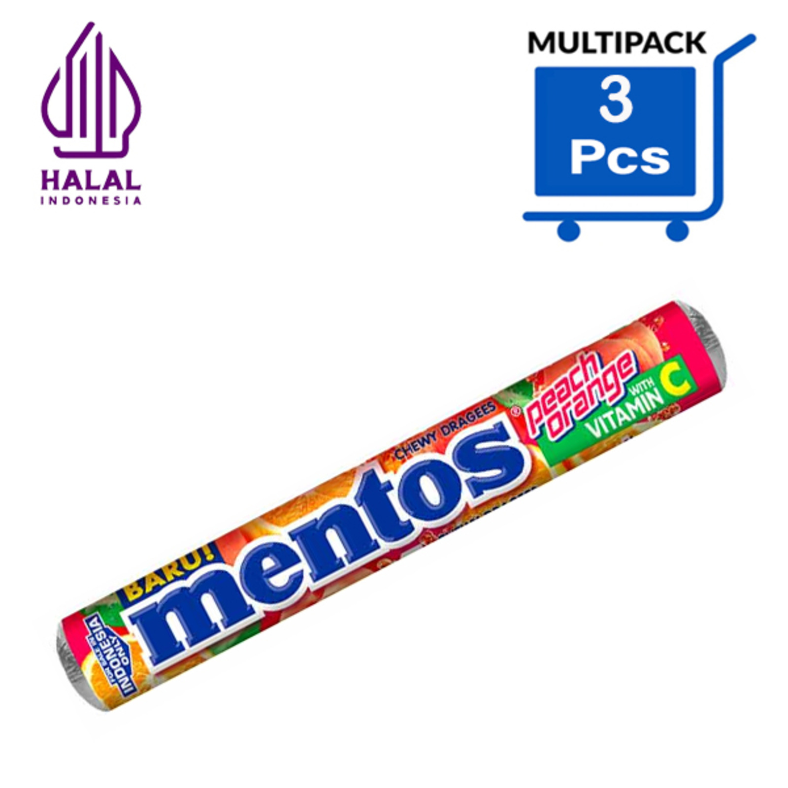 Mentos Roll Chewy Dragees - Yummy Peach Orange - 3 Packs | NTUC FairPrice