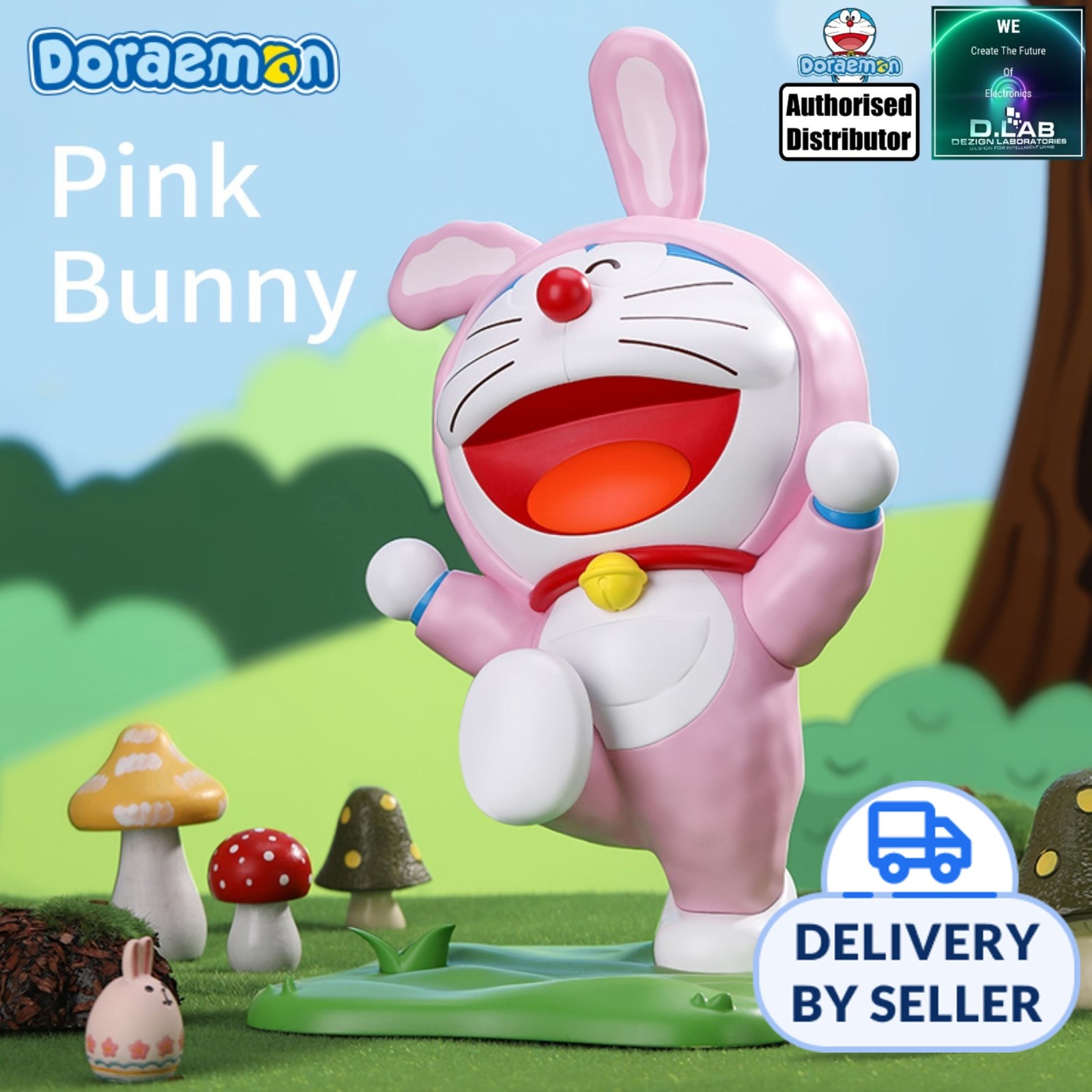 D.LAB Doraemon 30cm Tall Pink Bunny Doll | NTUC FairPrice