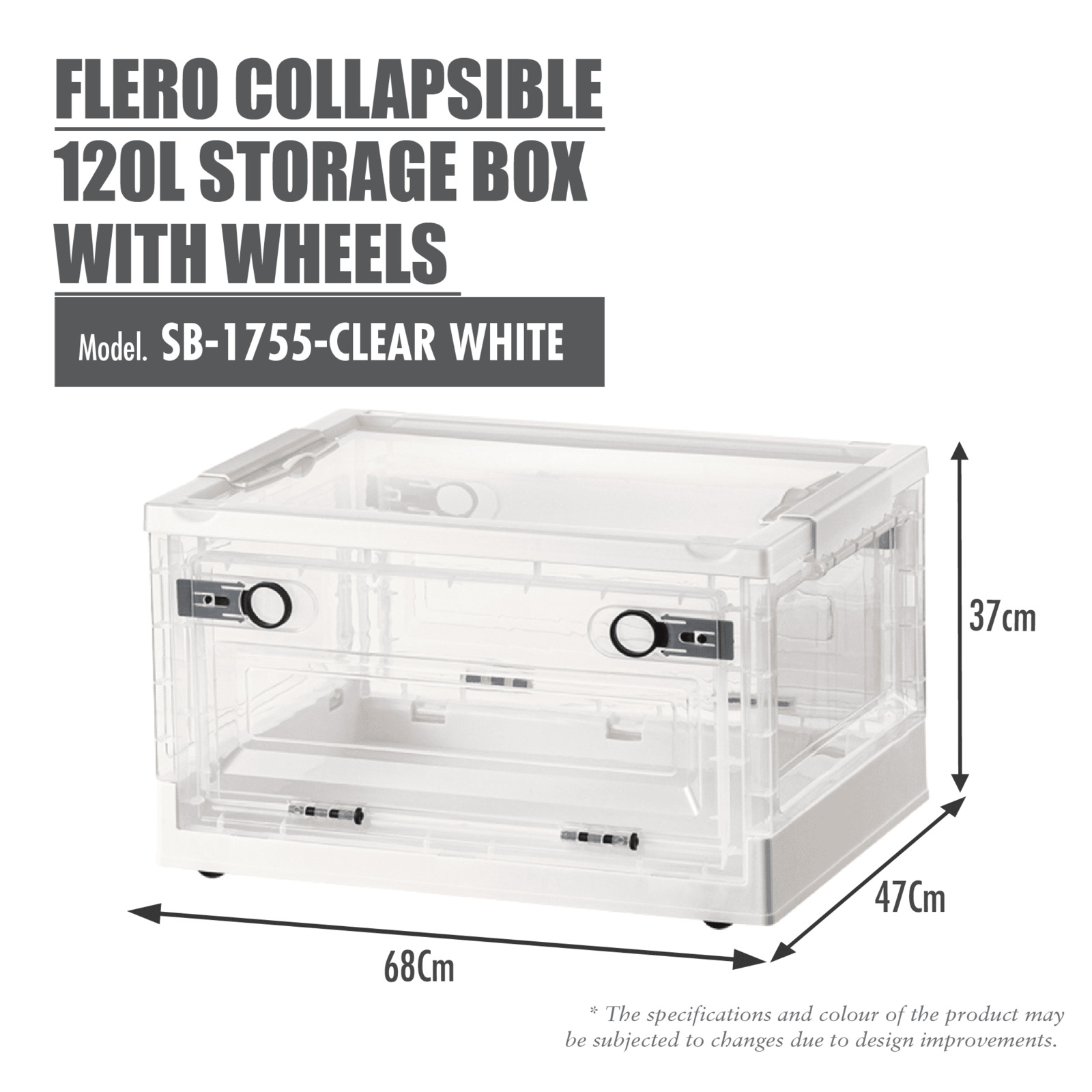 HOUZE FLERO Collapsible 120L Storage Box (Clear & White) | NTUC FairPrice