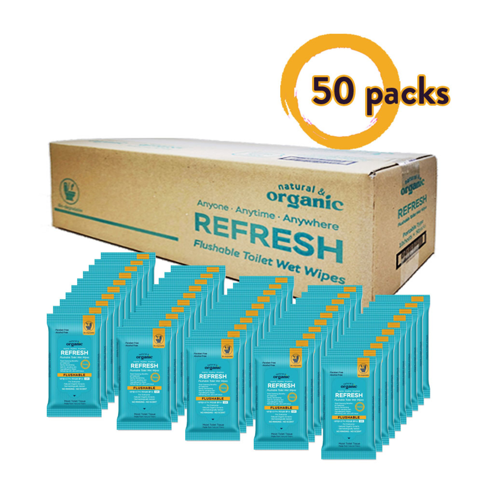 natural & organic Portable Refresh Flushable Wipes 50 packs | NTUC ...
