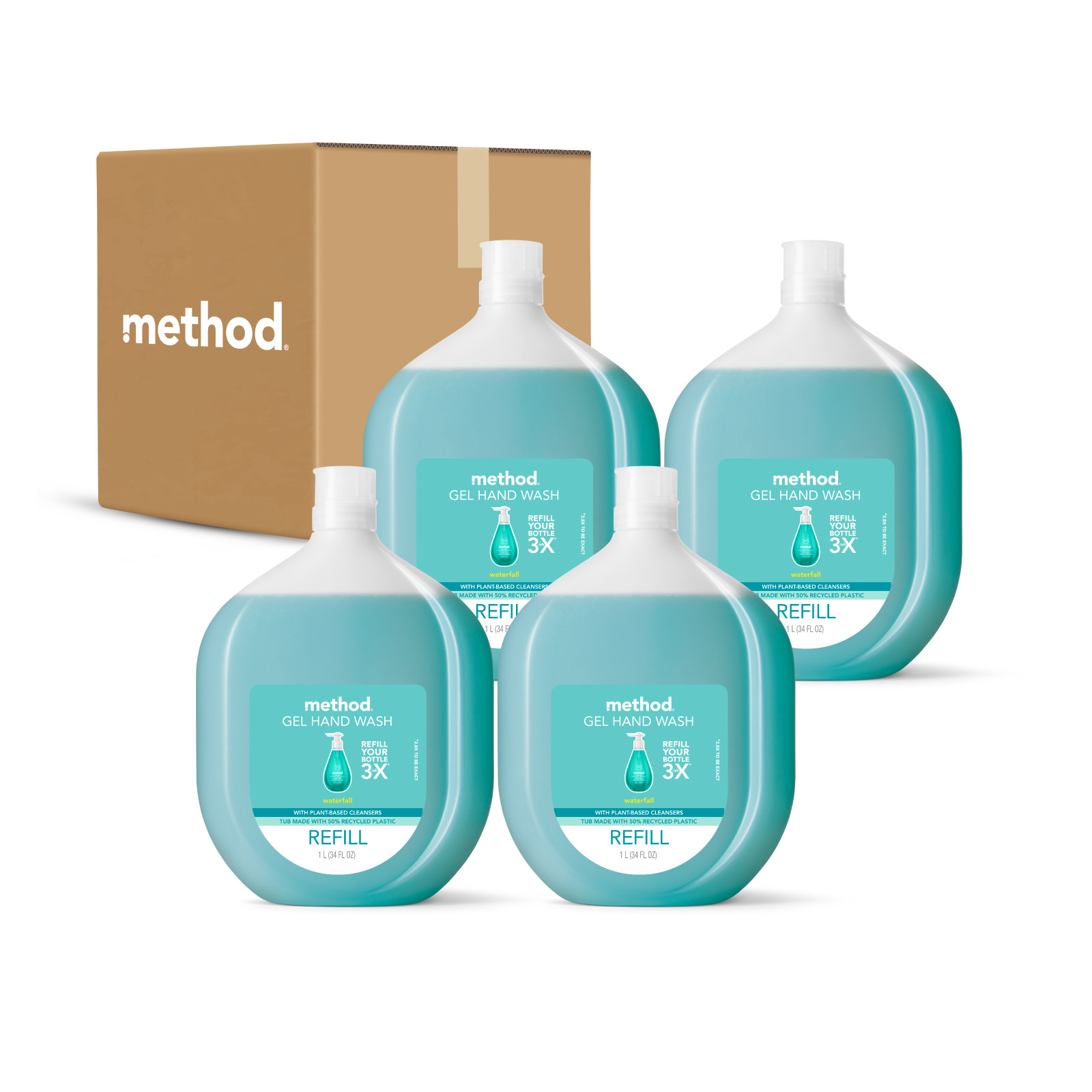 Method [Carton] Gel Hand Wash - Waterfall Refill 1L x 4 | NTUC FairPrice