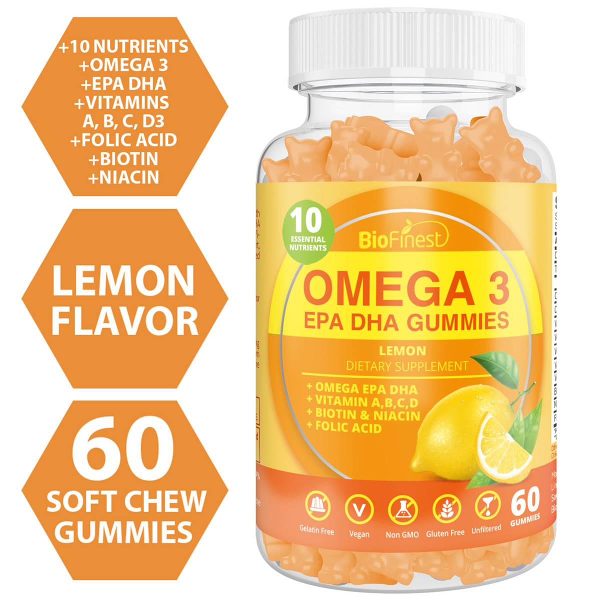 Biofinest Omega 3 EPA DHA Gummy Supplement Vitamin A B C D | NTUC FairPrice