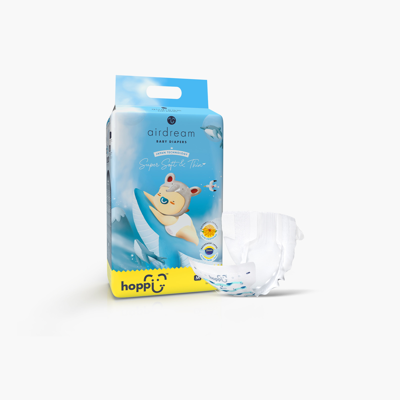 Hoppi AirDream Baby Diapers Tape M 48's | NTUC FairPrice