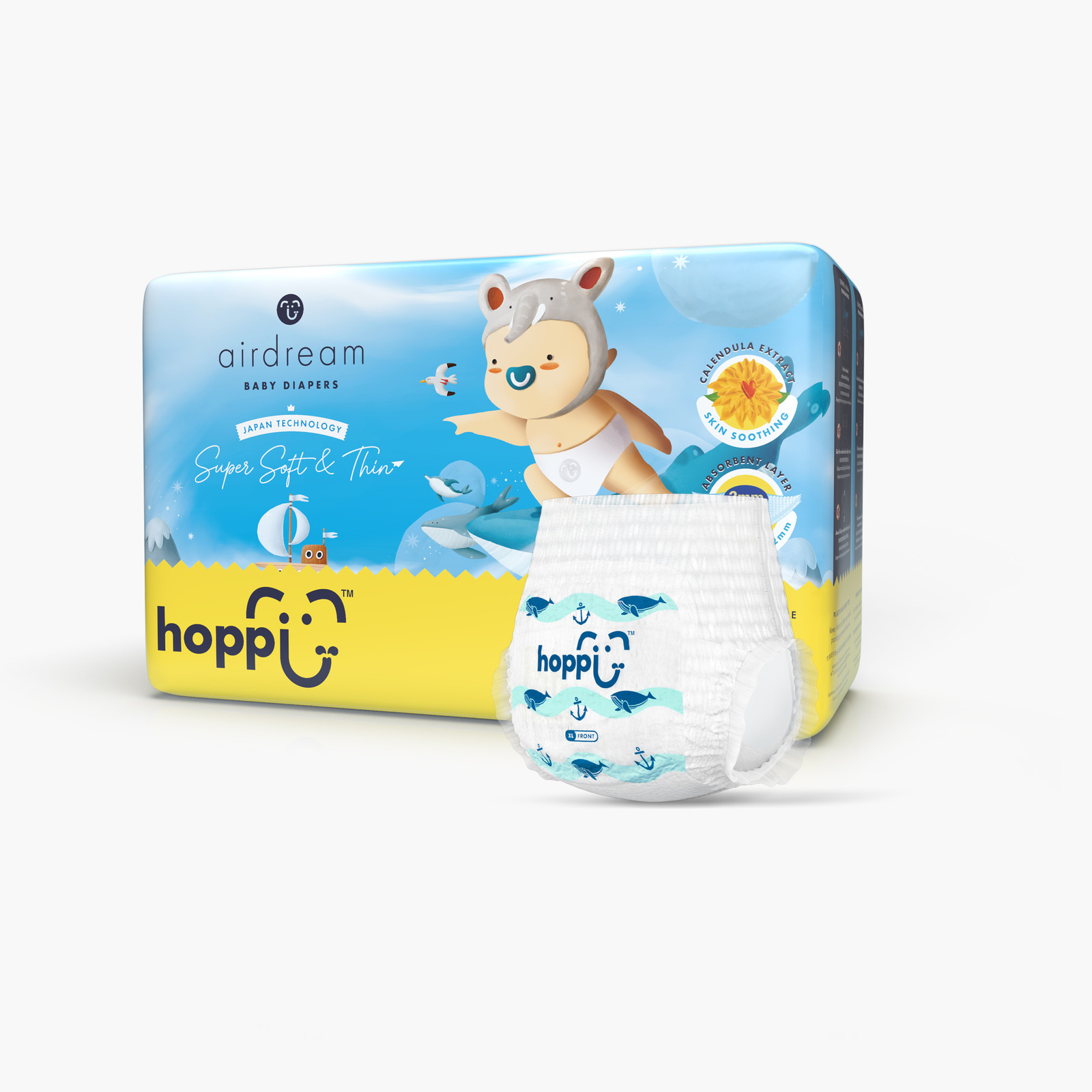 Hoppi AirDream Baby Diapers Pants L 38's | NTUC FairPrice