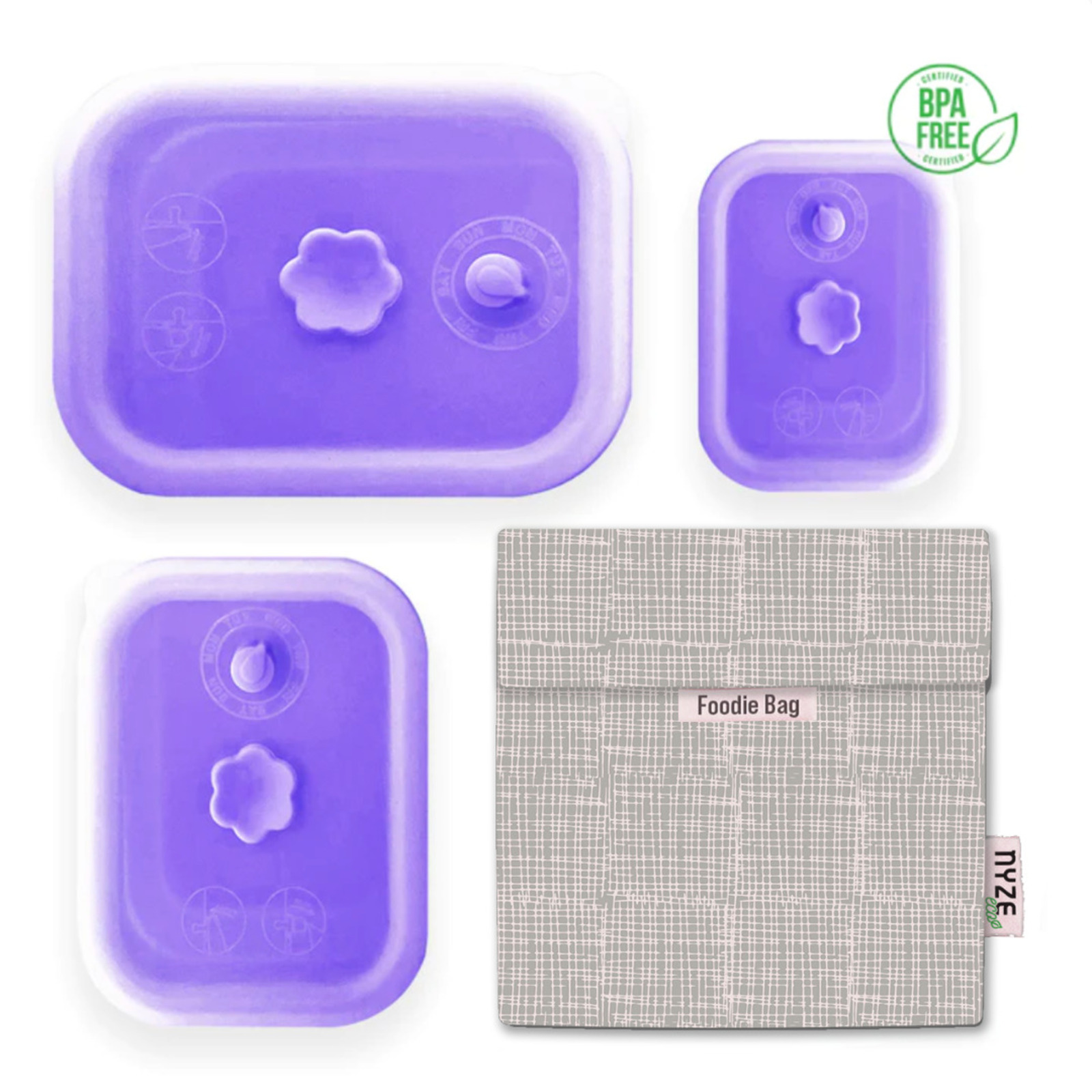 NYZE Purple Container 3pcs Set + 1pc Grey Foodie Bag | NTUC FairPrice