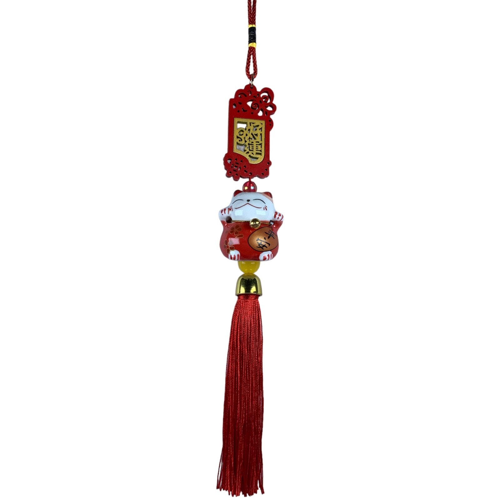 Partyforte CNY Keychain - porcelain Maneki-Neko Bell Red | NTUC FairPrice