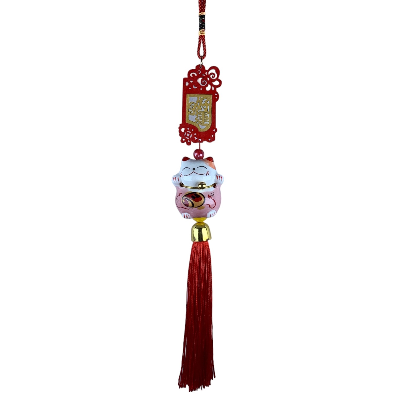 Partyforte CNY Keychain - porcelain Maneki-Neko Bell Pink | NTUC FairPrice