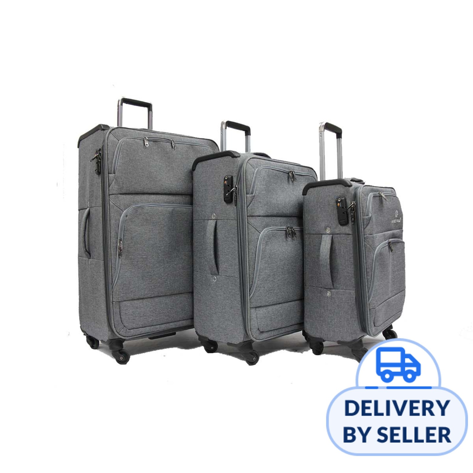 20+24+28in Ultralight Softside Expandable Luggage TSA Grey | NTUC FairPrice