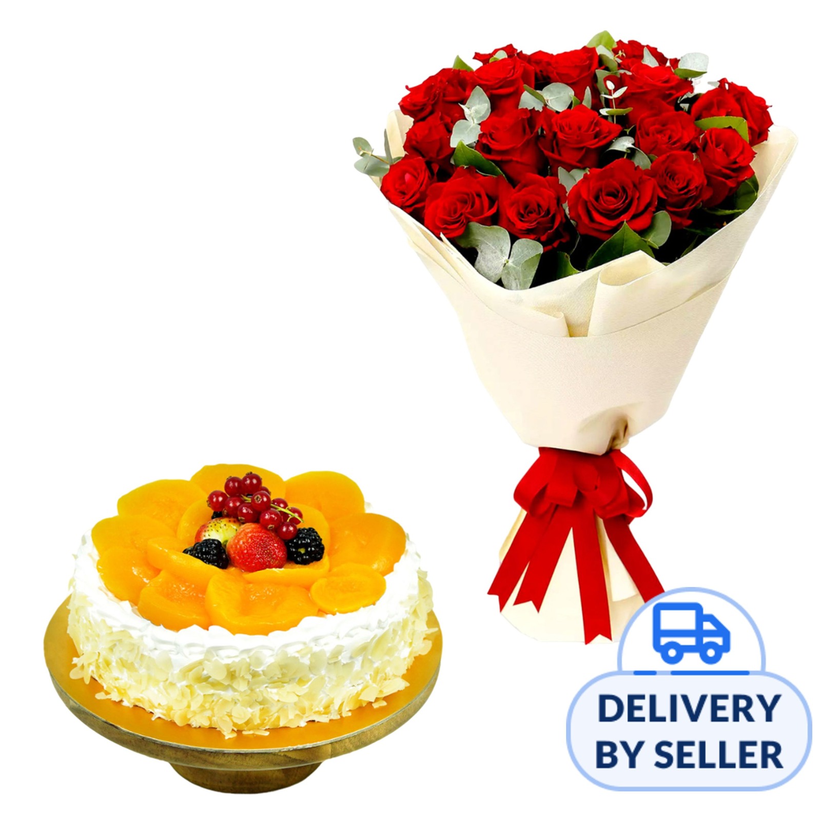 FNP Fruit Cake and Red Rose Bouquet | NTUC FairPrice