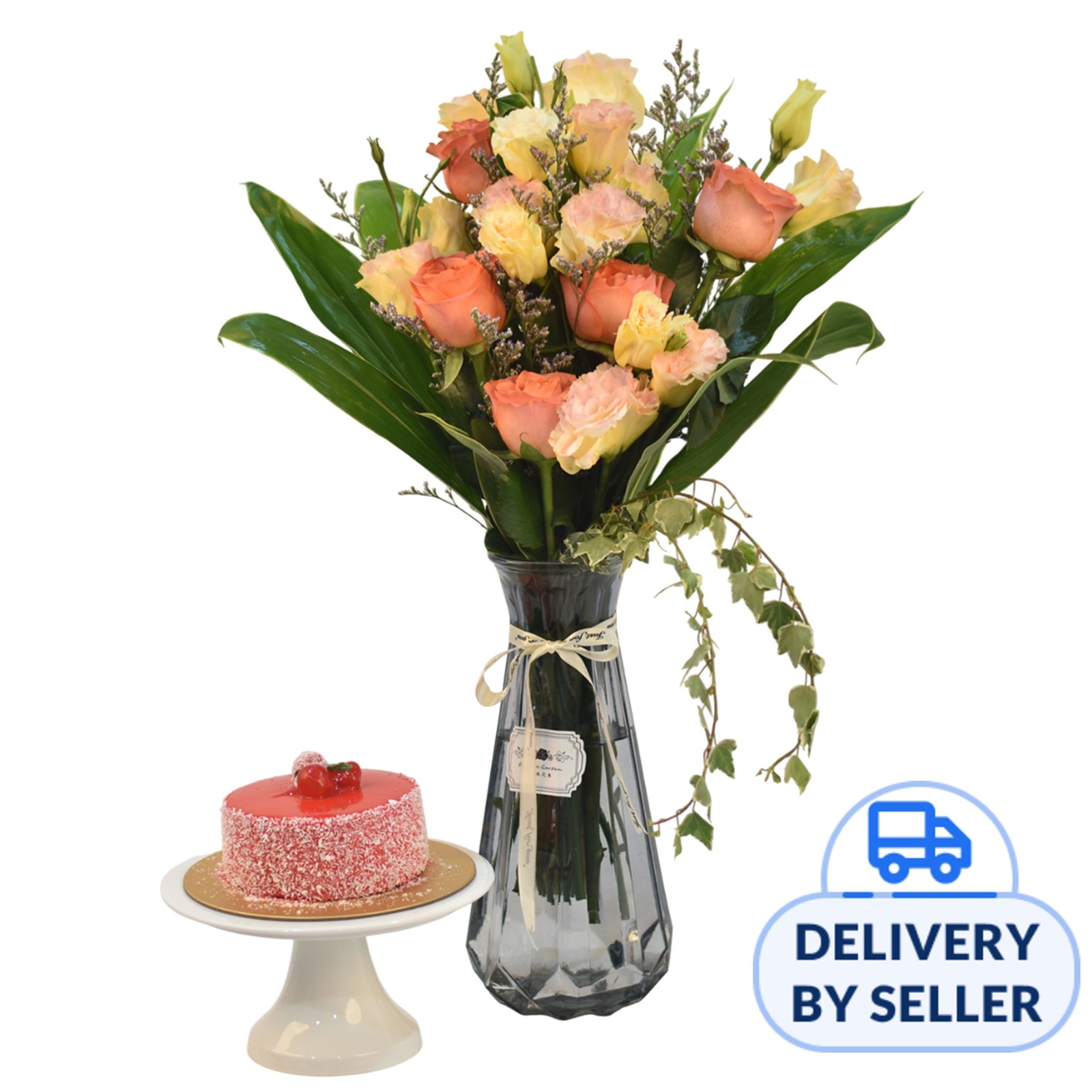 FNP Delightful Mixed Flower Vase With Cake | NTUC FairPrice