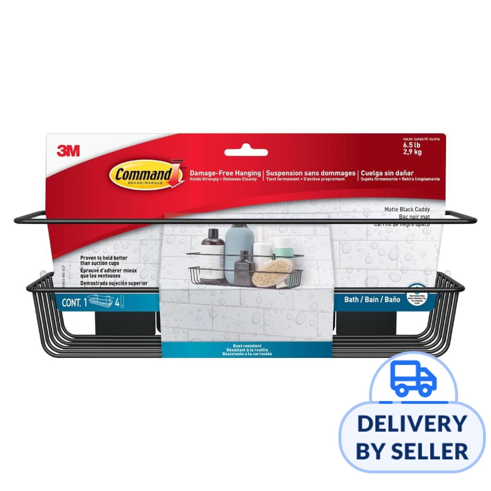 3M Command Bath Shower Caddy Matte Black | NTUC FairPrice