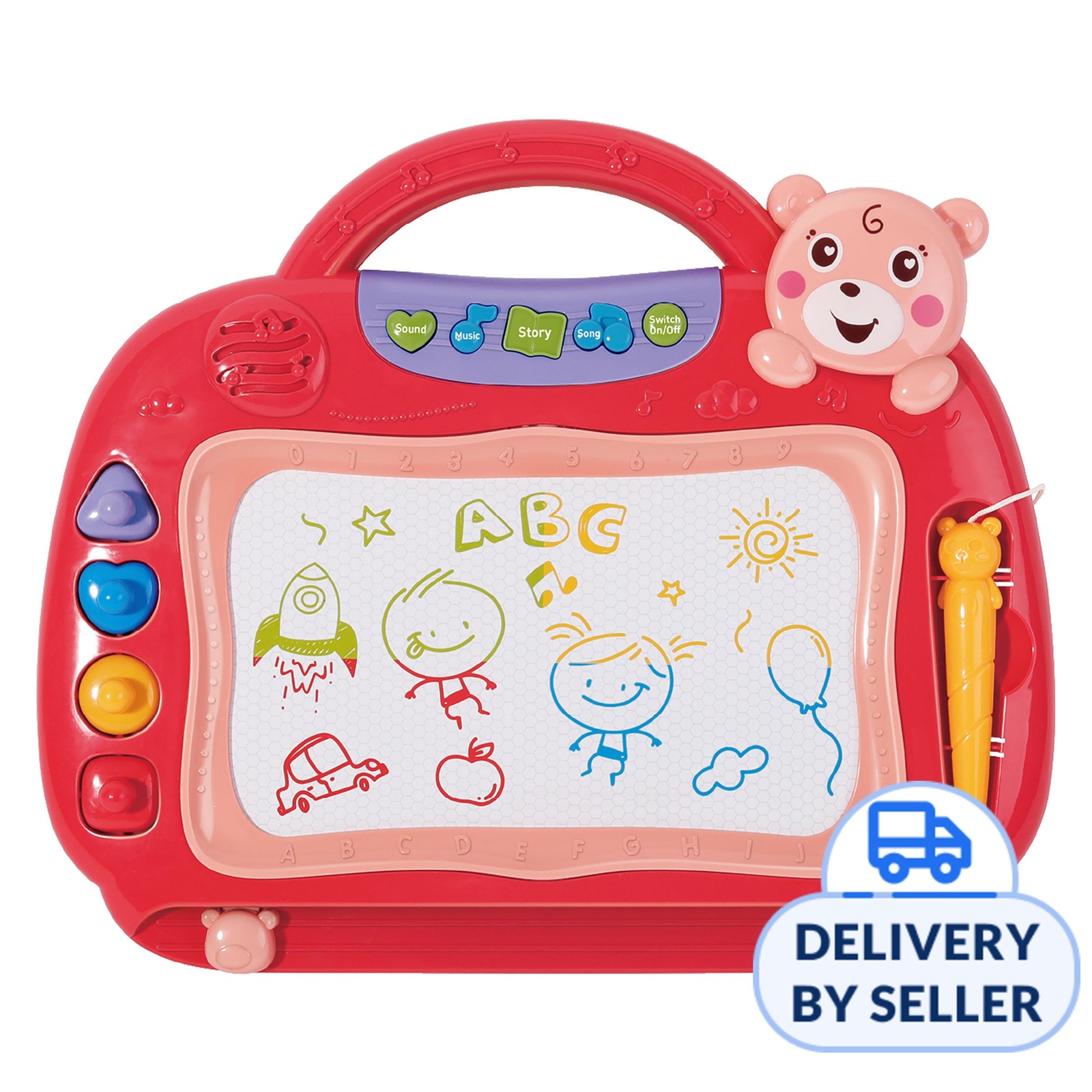 Lucky Baby Magnetic Doodle Drawing Board With Music - Red | NTUC FairPrice