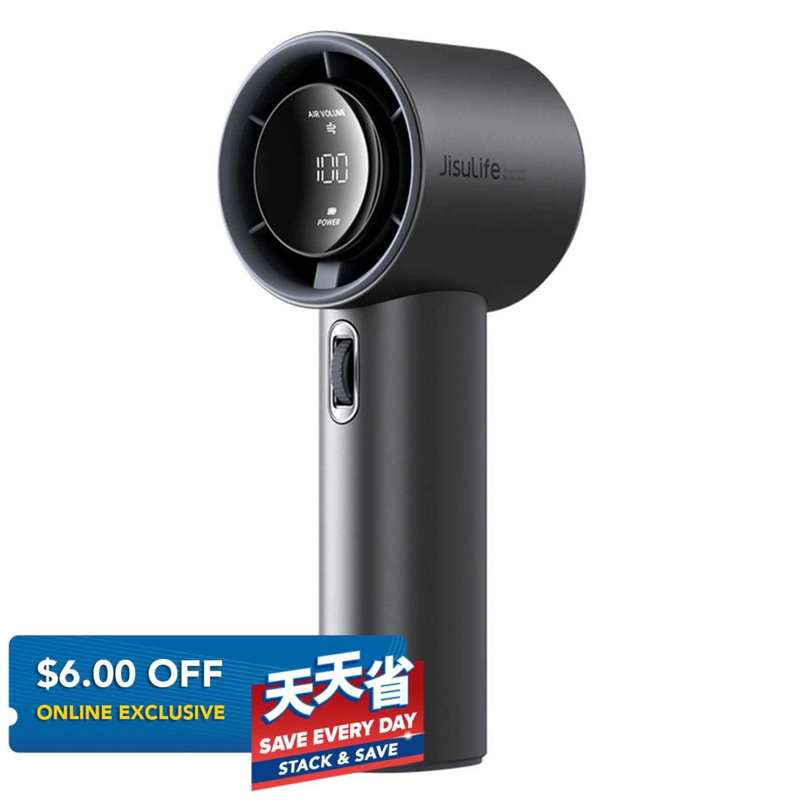 JisuLife Handheld Fan Pro1S - Dark Grey (5000mAh) | NTUC FairPrice