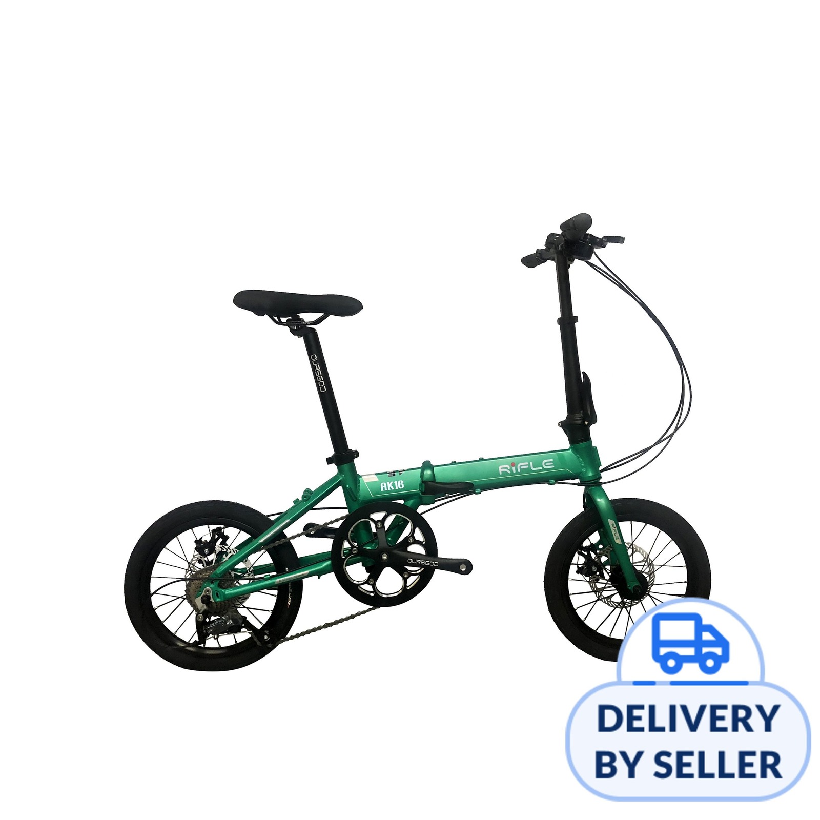 Rifle AK16 Aluminium Foldable Bicycle 9S Shimano - Green | NTUC FairPrice