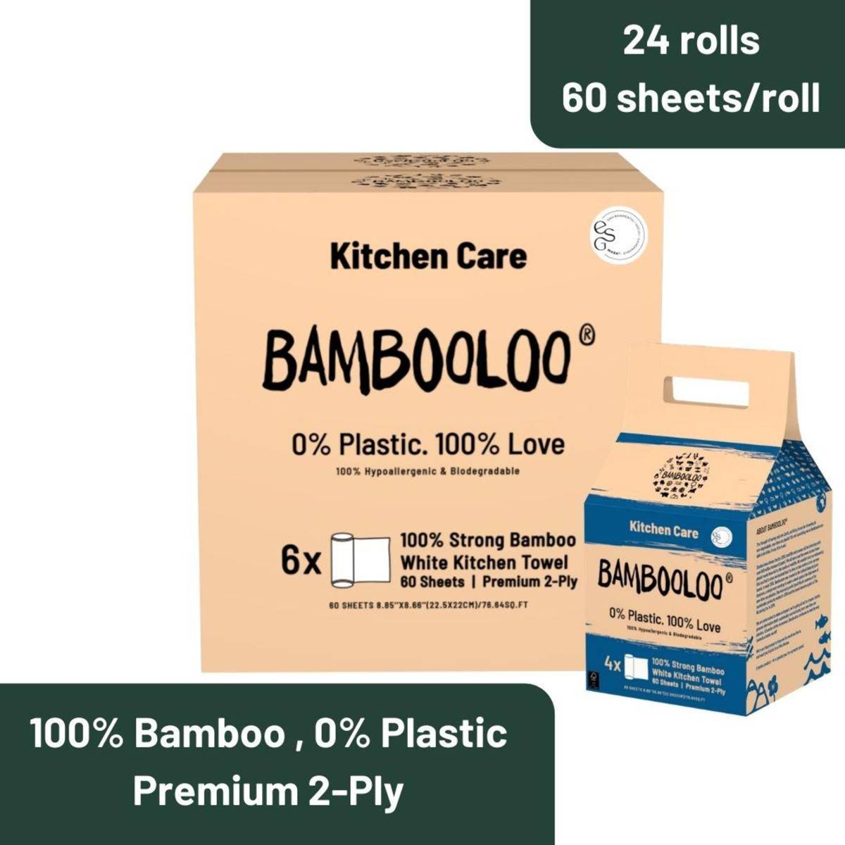 Bambooloo 100% Bamboo Food Safe Kitchen Roll Carton | NTUC FairPrice