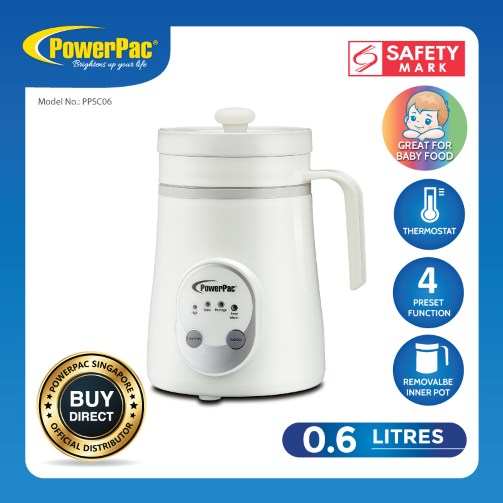 PowerPac (PPSC06) 0.6L Slow Cooker | NTUC FairPrice