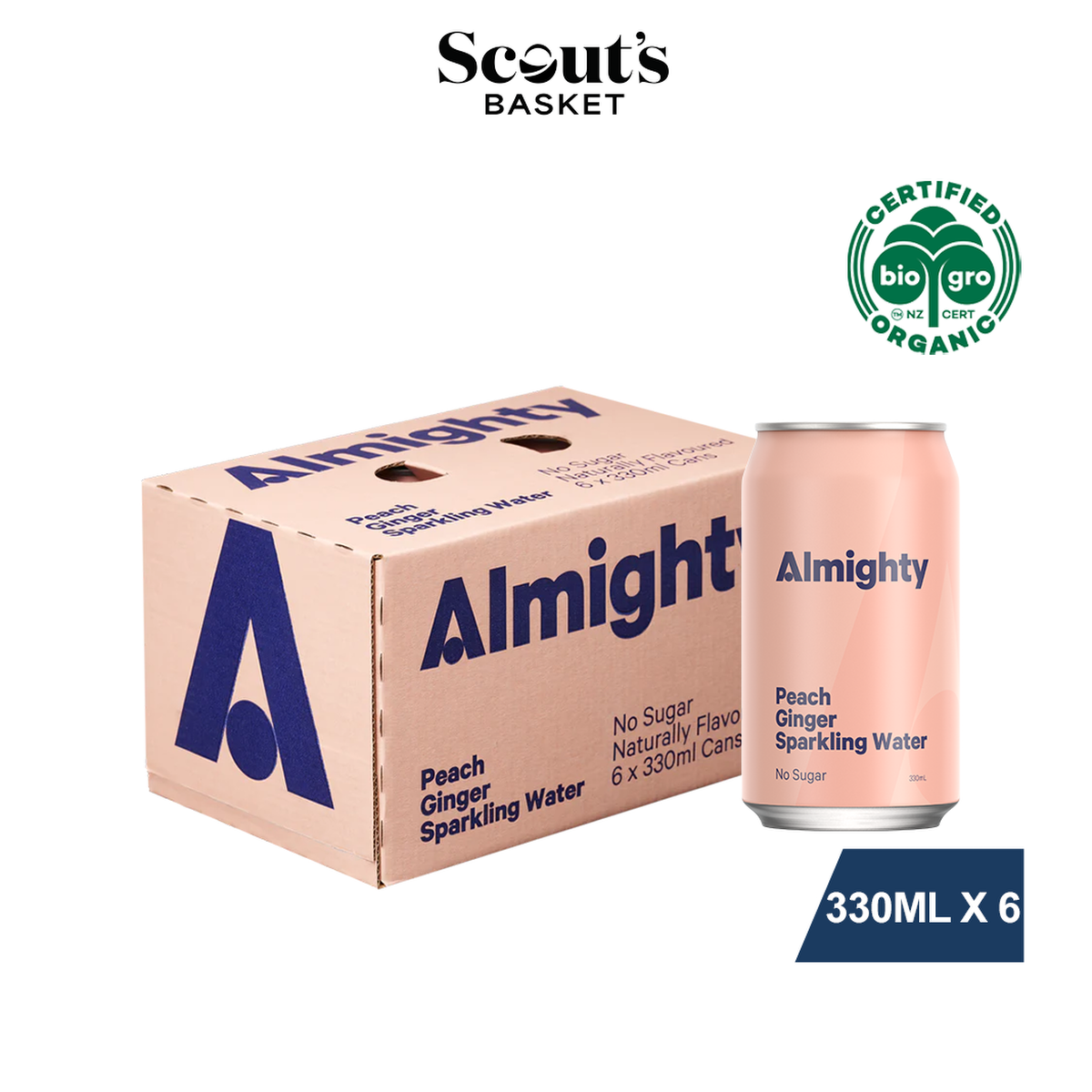 Drink Almighty Sparkling Water - Peach and Ginger 330ML X 6 | NTUC ...