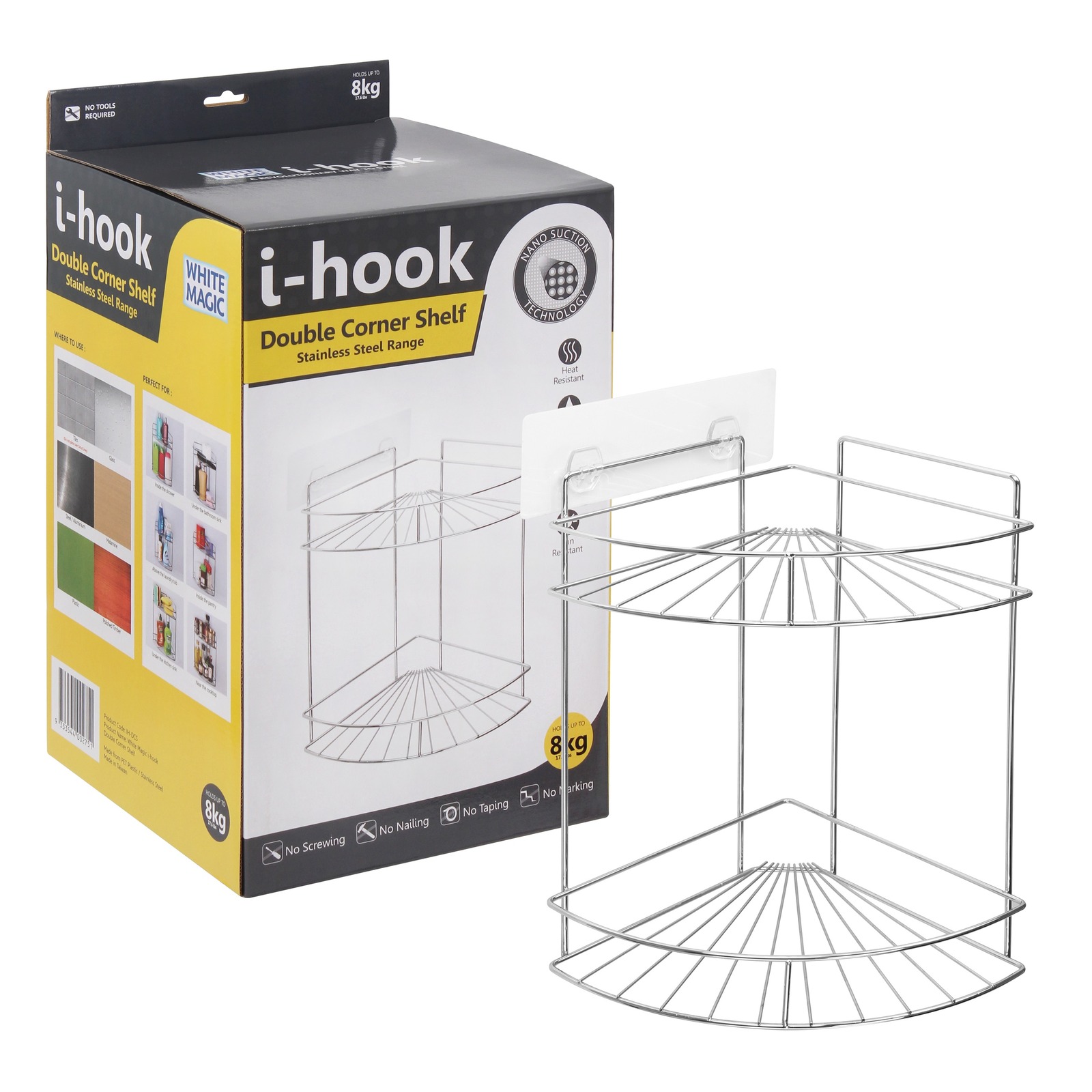 White Magic i-hook Double Corner Shelf Stainless Steel Range | NTUC ...