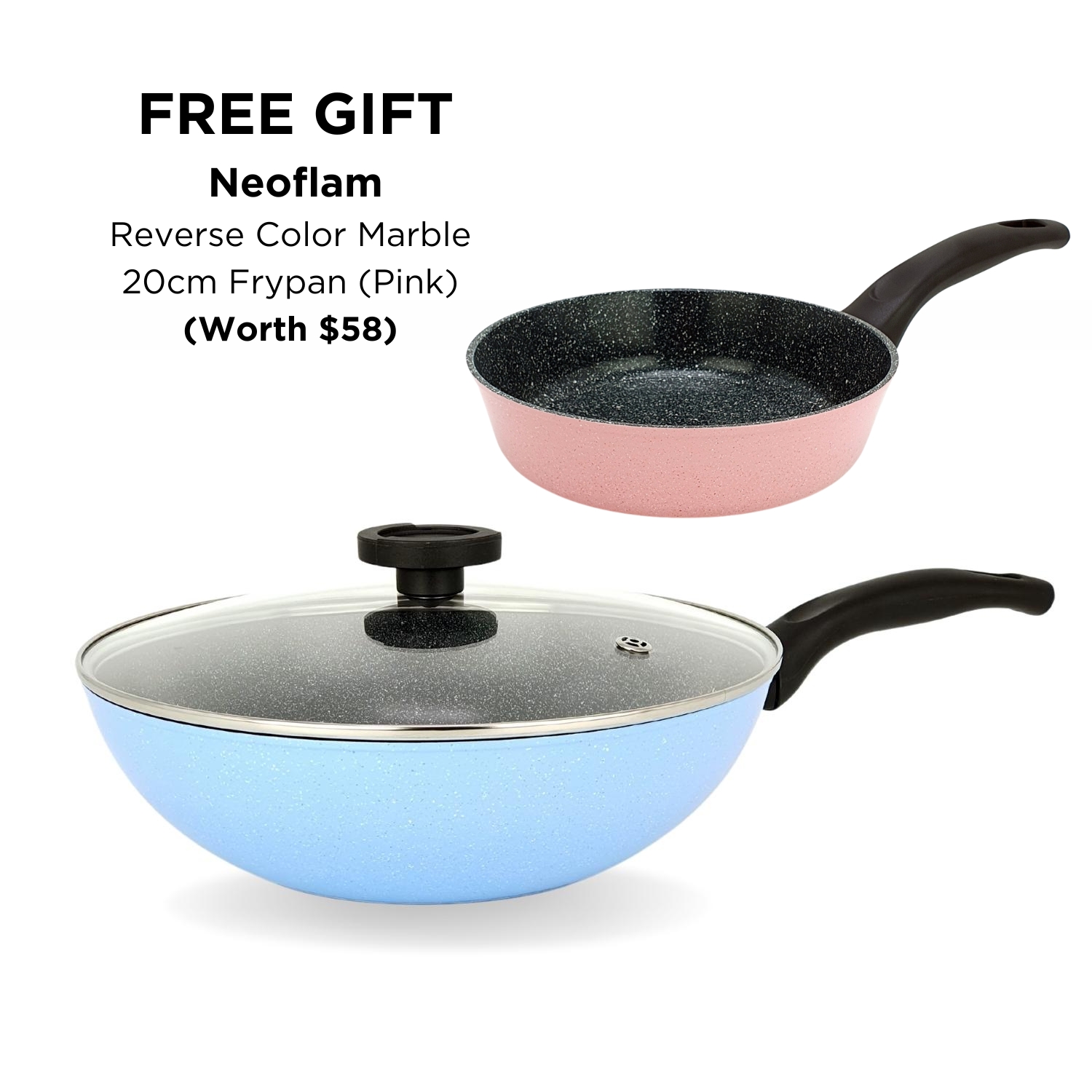 NEOFLAM Reverse Colour Marble 30cm Wokpan | NTUC FairPrice