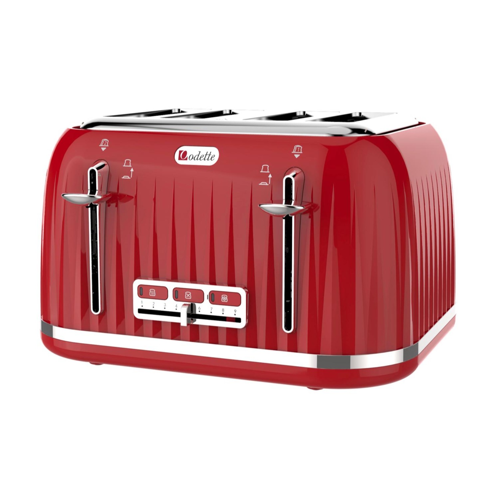 Odette Jukebox Series 4-Slice Bread Toaster (Red) | NTUC FairPrice